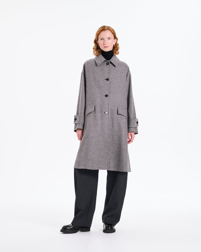 HUMBIE LONG SL - ウール ハウンドトゥースコート – Mackintosh