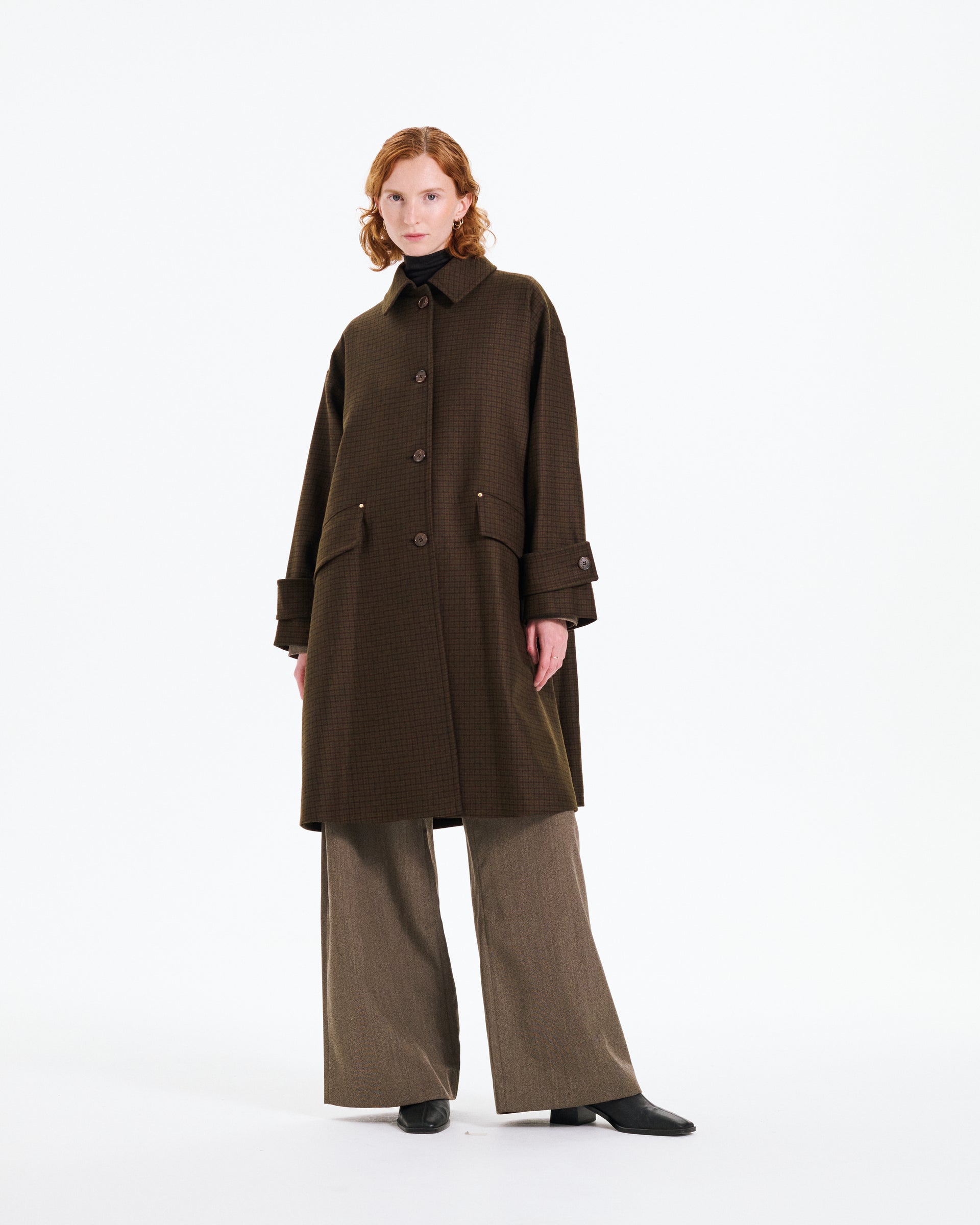 ウィメンズ HUMBIE LONG SL - ウールハウンドトゥース コート – Mackintosh